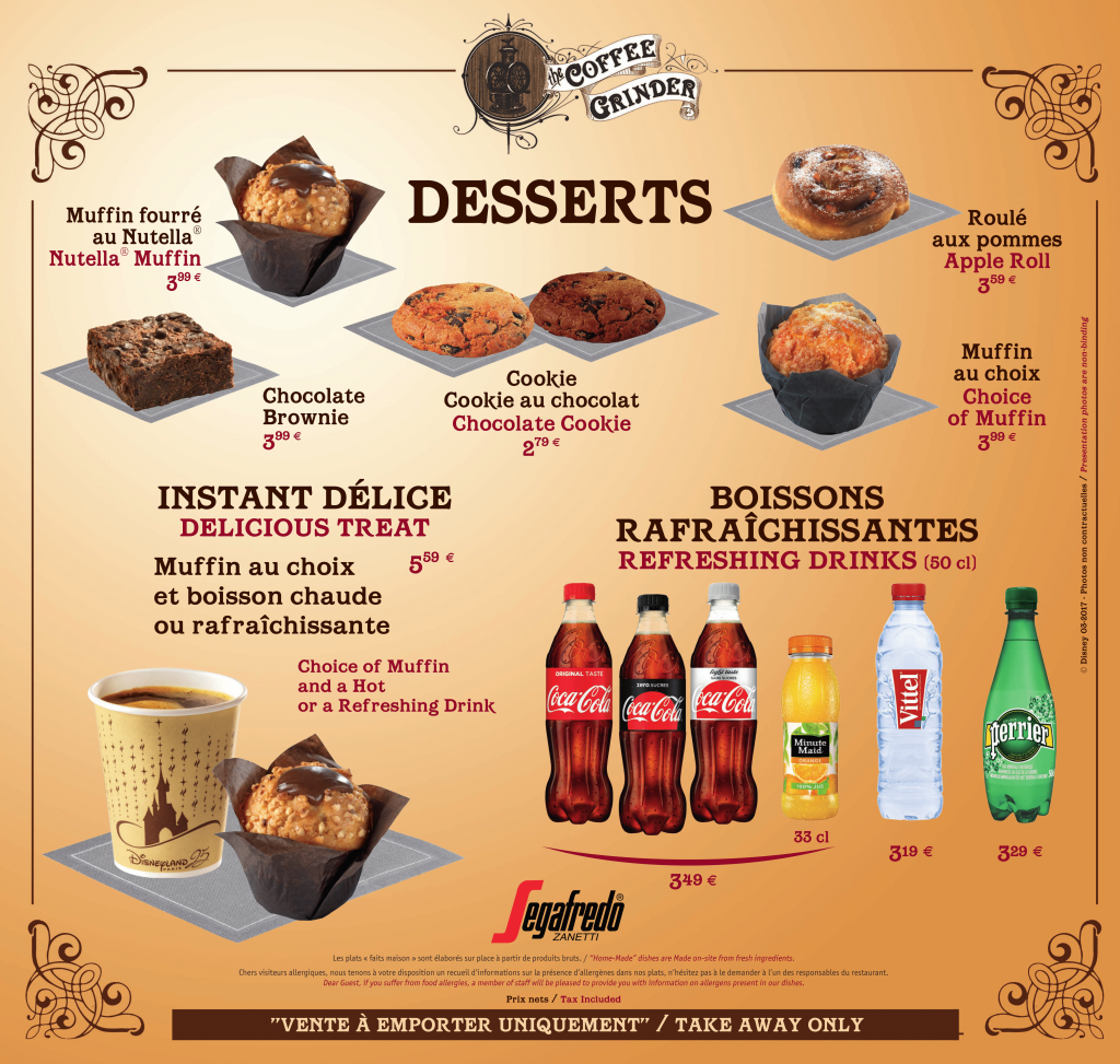 The Coffee Grinder menu at Disneyland Park - Restaurants and menus ...