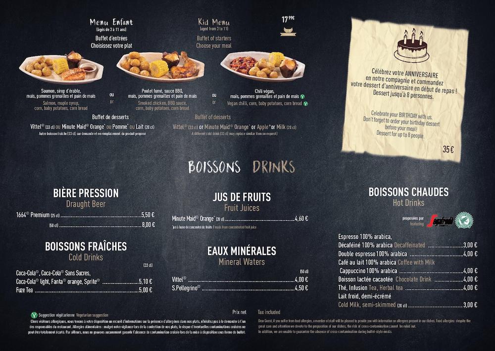 Menu of the Cowboy Cookout Barbecue at Disneyland Park - Restaurants ...
